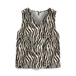 V&eacute;ro Moda V-Shirt VERO MODA "VMEASY JOY S/L V-NECK TOP WVN GA", Damen, Gr. L, oatmeal aop:dolly, Web, Obermaterial: 100% Viskose, bedruckt, regular fit normal, V-Ausschnitt, Shirts, Viskose, regular fit