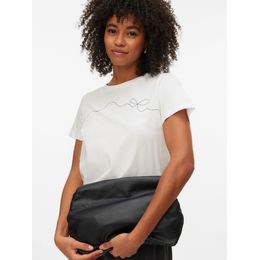 V&eacute;ro Moda Kurzarmshirt VERO MODA "VMKILANO S/S O-NECK T-SHIRT JRS BTQ", Damen, Gr. L, snow wei&szlig; print:schwarz bow, Jersey, Obermaterial: 100% Baumwolle, bedruckt, regular fit normal, Rundhals, Shirts, Baumwolle, regular fit