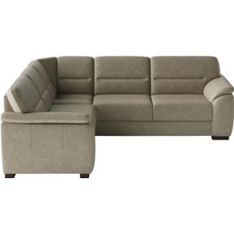 Sit & More Ecksofa SIT & MORE "Montego", savannah, B:255cm H:88cm T:225cm, 100% Polyester, Sofas, Ecksofa, wahlweise mit Bettfunktion und Schubkasten