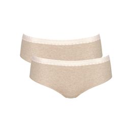 Hipster Sloggi "GO Ribbed", Damen, Gr. S, grau (grau combination), Feinripp, Obermaterial: 95% Polyamid, 5% Elasthan, clean, unifarben, figurbetont, Unterhosen, Feinripp, Stretch-Spitze, Baumwollmix, bequem, elastisch, weich