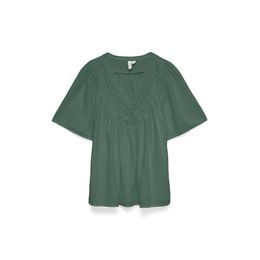 V&eacute;ro Moda Kurzarmbluse VERO MODA "VMKARLA S/S V-NECK TOP WVN BTQ", Damen, Gr. L, laurel wreath, Web, Obermaterial: 100% Baumwolle, unifarben, normal, V-Ausschnitt, Blusen, Baumwolle