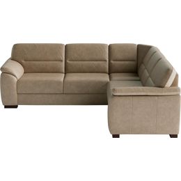 Sit & More Ecksofa SIT & MORE "Montego", savannah, B:255cm H:88cm T:225cm, 100% Polyester, Sofas, Ecksofa, wahlweise mit Bettfunktion und Schubkasten