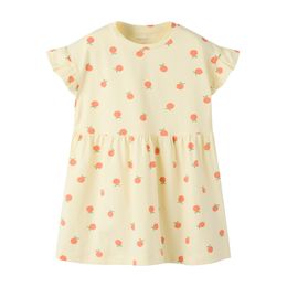 Minikleid name it "NMFJUNNI SS DRESS BOX PB", M&auml;dchen, Gr. 116, N-Gr, afterglow, Jersey, Obermaterial: 95% Baumwolle, 5% Elasthan, bedruckt, bequem, Rundhals, Kleider Minikleid