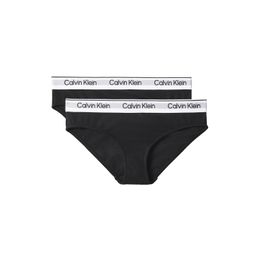 Brasilslip "2PK BIKINI", Kinder, Gr. 128/134, 2 Stk., pvhschwarz, pvhschwarz, Jersey, Obermaterial: 95% Baumwolle, 5% Elasthan, Calvin Klein Underwear, unifarben, k&ouml;rpernah, Unterhosen, mit Logobund