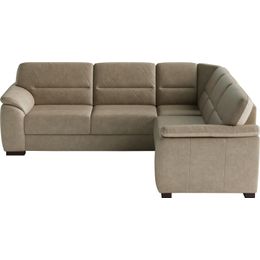 Sit & More Ecksofa SIT & MORE "Montego", savannah, B:255cm H:88cm T:225cm, 100% Polyester, Sofas, Ecksofa, wahlweise mit Bettfunktion und Schubkasten