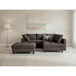 Ecksofa Collection AB "Antonia L-Form, B: 215 cm", anthrazit, B:302cm H:86cm T:184cm, 100%Polyester, Sofas, Ecksofa, Ecksofa, R&uuml;ckenkissen, ottomane beidseitig montierbar, Bonnelfederkern