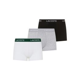 Trunk Lacoste, Herren, Gr. L, wei&szlig;, grau, schw, Jersey, Obermaterial: 95% Baumwolle, 5% Elasthan, unifarben, figurbetont, Unterhosen, mit Lacoste-Schriftzug am Bund