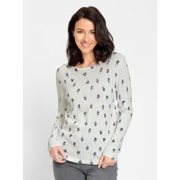 WITT Damen Feinstrickpullover mit Blumen-Dessin, ecru-bedruckt, Gr&ouml;&szlig;e 36