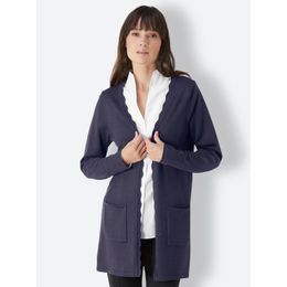 CREATION L PREMIUM Wit Damen Longstrickjacke in Merino-Seiden-Mischung, marine, Gr&ouml;&szlig;e 40