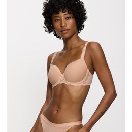 T-Shirt-BH Triumph "Amourette Charm", Damen, Gr. 70, Cup B, beige (neutral beige), Microtouch, Obermaterial: 45% Polyester, 34% Polyamid, 21% Elasthan, BHs T-Shirt-BH, sch&ouml;ner Mix aus glattem Jersey und zarter Stretch-Spitze