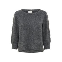 Strickpullover Kaffe "Strickpullover KAbetty", Damen, Gr. XS, grau (grau melange), Obermaterial: 53% Polyester PES. 39% Polyacryl PAN. 5% Wolle mw. 3% Elasthan EL., Pullover Strickpullover