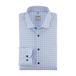 Businesshemd OLYMP "Level Five- Climate Control", Herren, Gr. 44, N-Gr, blau (bleu), Web, Obermaterial: 64% Baumwolle, 27% Polyester, 9% Elasthan, k&ouml;rpernah, Manschette, Hemden, modisch gemustert