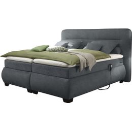 Boxspringbett ED EXCITING DESIGN "Evolution", grau (anthrazit uran 04), B:210cm L:220cm, Komplettbetten, Boxspringbett, inkl. Motor und Topper, Topseller