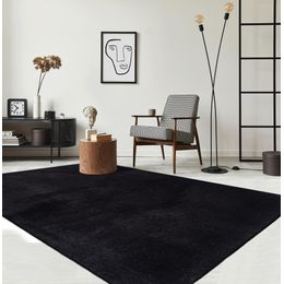 Teppich the carpet "Relax kuschelig & Super Soft, Anti-Rutsch Unterseite", schwarz, B:80cm H:16mm L:150cm, Polyester, Teppiche, Teppich, Waschbar bis 30 Grad, Felloptik, Wohnzimmer Teppich, Kundenliebling