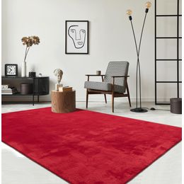 Teppich the carpet "Relax kuschelig & Super Soft, Anti-Rutsch Unterseite", rot, B:140cm H:16mm L:200cm, Polyester, Teppiche, Teppich, Waschbar bis 30 Grad, Felloptik, Wohnzimmer Teppich, Kundenliebling