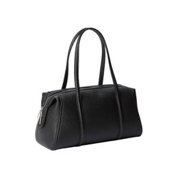 Schultertasche Calvin Klein "EMBLEM HW PEBBLE DOCTOR SHOULDER", Damen, Gr. B/H/T: 35cm x 18cm x 15,5cm, schwarz, Lederimitat, unifarben, Taschen Schultertasche, Damen Handtasche, Umh&auml;ngetasche mit Rei&szlig;verschluss