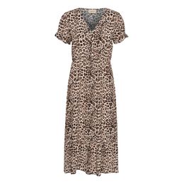 Midikleid Cream "Kleid CRLina", Damen, Gr. L-XL, N-Gr, beige (animal neutral), Obermaterial: 100% Viskose CV., Kleider Midikleid