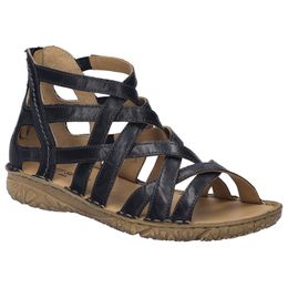 Sandale Josef Seibel "Ivy 06", Damen, Gr. 37, schwarz, Leder, Schuhe Sandale, R&ouml;mdersandale, Sandalette, Riemchensandale mit Rei&szlig;verschluss