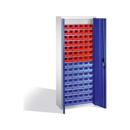 C+P Magazinschrank mit 90 Sichtlagerk&auml;sten, H1690xB700xT300mm Front Enzianblau Korpus Lichtgrau ; C + P M&ouml;belsysteme (133413-25|S10032)