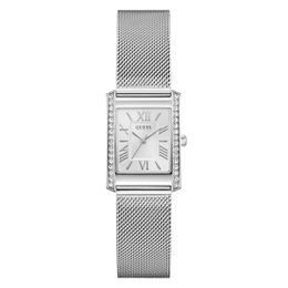 Quarzuhr Guess "BONNET", silberfarben, wei&szlig;, Armbanduhren, Damen, Quarzuhr, Armbanduhr, Damenuhr, Edelstahlarmband, analog