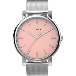 Quarzuhr Timex "Timex Originals", silberfarben, rosa, Armbanduhren, Damen, Quarzuhr, Armbanduhr, Damenuhr, Edelstahlarmband, analog