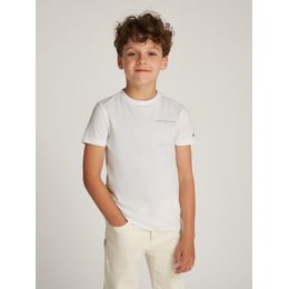 T-Shirt Tommy Hilfiger "MINI CORP T-SHIRT", M&auml;dchen, Gr. 4 (104), wei&szlig;, Jersey, Obermaterial: 100% Baumwolle, unifarben, normal, Rundhals, abgesteppt, Shirts T-Shirt, in Unifarbe