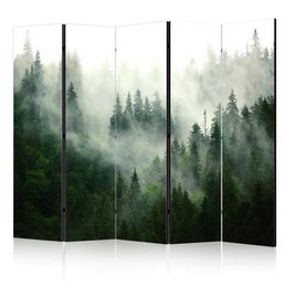 Artgeist Paravent, Salbeigr&uuml;n, Waldgr&uuml;n, Holz, Textil, Kiefer, massiv, B&auml;ume, 225x172x3 cm, Motiv auf Vorderseite, Wohnzimmer, Raumteiler & Paravents, Paravents