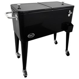 K&uuml;hlbox AXI Retro K&uuml;hler, Schwarz, Metall, 43.00x89.00x92.00 cm, Flaschen&ouml;ffner, Ablassventil, Rollen, Freizeit, Koffer & Taschen, K&uuml;hlboxen