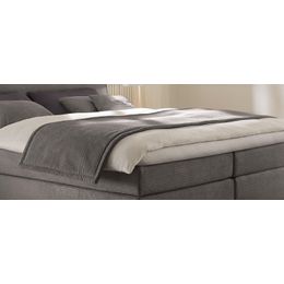 Bett&uuml;berwurf Hapo "Hana Plaid", anthrazit, B:220cm L:70cm, Vlies, Tagesdecken, beidseitig Stoff mit Vlie&szlig;watte versteppt