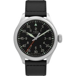 Quarzuhr Timex "Waterbury Ace", schwarz, Armbanduhren, Herren, Quarzuhr, Armbanduhr, Herrenuhr, Lederarmband, analog, Tag, Beleuchtung