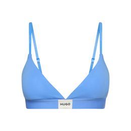 Triangel-BH HUGO UNDERWEAR "TRIANGLE RED LABEL", Damen, Gr. M, N-Gr, blau (light, pastel blau 450), Jersey, Obermaterial: 93% Baumwolle, 7% Elasthan, Basic, k&ouml;rpernah, BHs Triangel-BH, mit Logobund