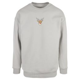 Rundhalspullover Merchcode "Merchcode Christmas Cute Deer Crewneck", Herren, Gr. L, lightasphalt, 65% Baumwolle, 35% Polyester, mehrfarbig, oversize, ohne Ausschnitt, Pullover Rundhalspullover