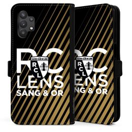 DeinDesign Galaxy A32 5G Handy Klapph&uuml;lle Handyh&uuml;lle aus Kunst Leder schwarz Flip Case Rc Lens Racing Club De Lens Rcl Sideflip mit langer Lasche
