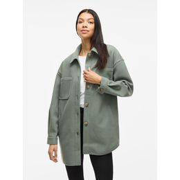 Hemdjacke Vila "VIKIMMI SHIRT L/S JACKET - NOOS", Damen, Gr. M, laurel wreath, Web, Obermaterial: 100% Polyester, unifarben, regular fit, Rundhals, Jacken