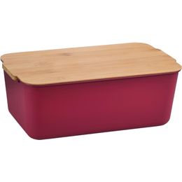 Brotkasten Kesper "Brotbox", rot (beere), B:31cm H:18,5cm L:12cm, Bambus, Kunststoff, Lebensmittelaufbewahrungsbeh&auml;lter, Brotkasten, Deckel als Schneidebrett verwendbar