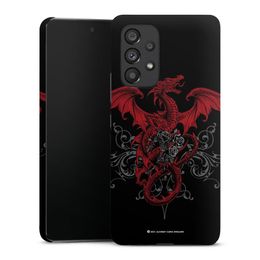 DeinDesign Galaxy A53 5G Handy Premium Case Smartphone Handyh&uuml;lle Schutzh&uuml;lle gl&auml;nzend Dragon Red Gothic Premium Case