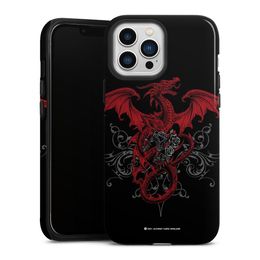 DeinDesign iPhone 13 Pro Max Handy Panzer Handyh&uuml;lle robuste Outdoor H&uuml;lle Schutzh&uuml;lle gl&auml;nzend Red Dragon Gothic Tough Case