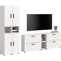 Wohnwand Home Affaire "ENESTE, 12-teilig, in verschiedenen Farben, individuell kombinierbar", wei&szlig;, B:259cm H:34cm T:182cm, Spanplatte, Kastenm&ouml;bel-Sets, Wohnwand, Stauraumelement, Kombination, Wohnkombination, Schrankwand, Lowboard