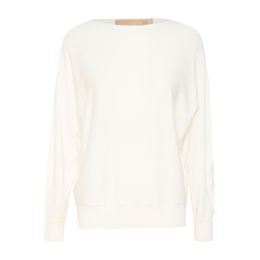 Strickpullover Culture "Strickpullover CUannemarie", Damen, Gr. L, wei&szlig; (spring gardenia), Obermaterial: 82% Viskose LENZING ECOVERO CV LenzEcov. 18% Elasthan EL., Pullover Strickpullover