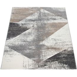 Teppich Paco Home "Mero 102", grau, B:80cm H:16mm L:150cm, Polypropylen, Teppiche, Teppich, Kurzflor, modernes Design, Pastell-Farben, Used-Optik