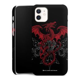 DeinDesign iPhone 12 mini Handy Premium Case Smartphone Handyh&uuml;lle Schutzh&uuml;lle matt Red Dragon Gothic Premium Case