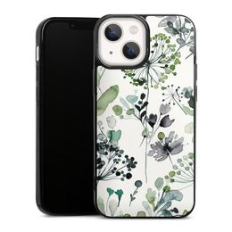 DeinDesign iPhone 13 Mini Handy Slim Case extra d&uuml;nn Silikon Handyh&uuml;lle schwarz H&uuml;lle Flowers Water Colour Eukalyptus Silikon Slim Case