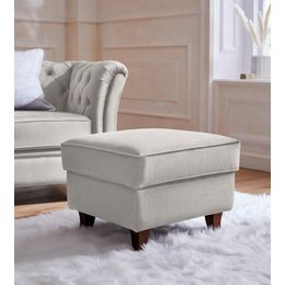Polsterhocker Home Affaire "Reims", grau (hellgrau), B:57cm H:45cm T:50cm, Hocker, Polsterhocker, echte Chesterfield-Knopfheftung, Samtoptik mich changierender Optik