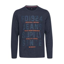 Langarmshirt FQ1924 "Langarmshirt FQNoxan", Herren, Gr. L, blau (navy blazer melange), Obermaterial: 60% Baumwolle CO. 40% Polyester PES., Shirts Langarmshirt