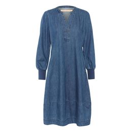 Midikleid Culture "Kleid CUallura", Damen, Gr. L, N-Gr, blau (dunkelblau wash), Obermaterial: 90% Baumwolle CO. 10% Lyocell CLY., Kleider Midikleid