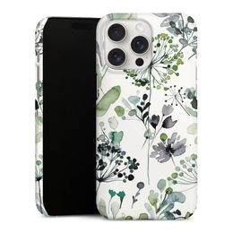 DeinDesign iPhone 15 Pro Max Handy Premium Case Smartphone Handyh&uuml;lle Schutzh&uuml;lle gl&auml;nzend Flowers Water Colour Eukalyptus Premium Case