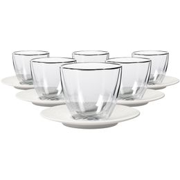 Villeroy & Boch Latte-Macchiato-Glas VILLEROY & BOCH "Caf&eacute; au Lait-Set Manufacture Rock 250 ml 6er Set wei&szlig;", wei&szlig;, 12 tlg., Trinkgef&auml;&szlig;e, Latte-Macchiato-Glas