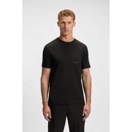 T-Shirt BOSS Green "Tee Urban Tech", Herren, Gr. L, schwarz (schwarz001), Single Jersey, Obermaterial: 95% Baumwolle, 5% Elasthan, unifarben, regular fit h&uuml;ftlang, Rundhals, Shirts T-Shirt, mit Brusttasche