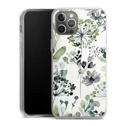 DeinDesign iPhone 12 Pro Max Handy Silikon H&uuml;lle Case transparent Handyh&uuml;lle Eukalyptus Water Colour Flowers Silikon Case