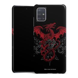 DeinDesign Galaxy A51 Handy Premium Case Smartphone Handyh&uuml;lle Schutzh&uuml;lle gl&auml;nzend Red Dragon Gothic Premium Case
